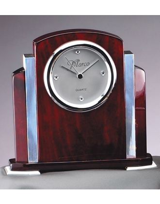 Rosewood with Chrome Accent Clock | Cincinnati Recognition Awards